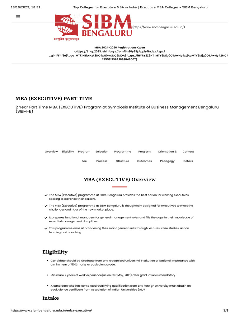 Top Colleges For Executive MBA in India - Executive MBA Colleges - SIBM Bengaluru | PDF | Master ...