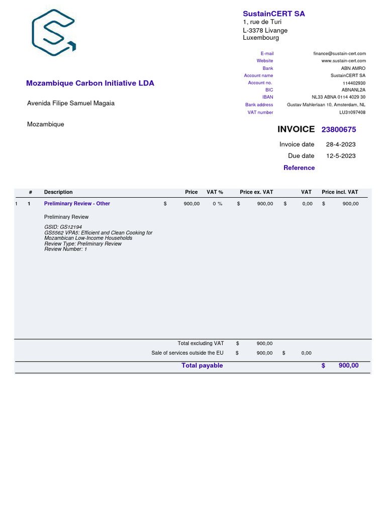 Invoice: Sustaincert Sa | PDF | Government Finances | Taxes