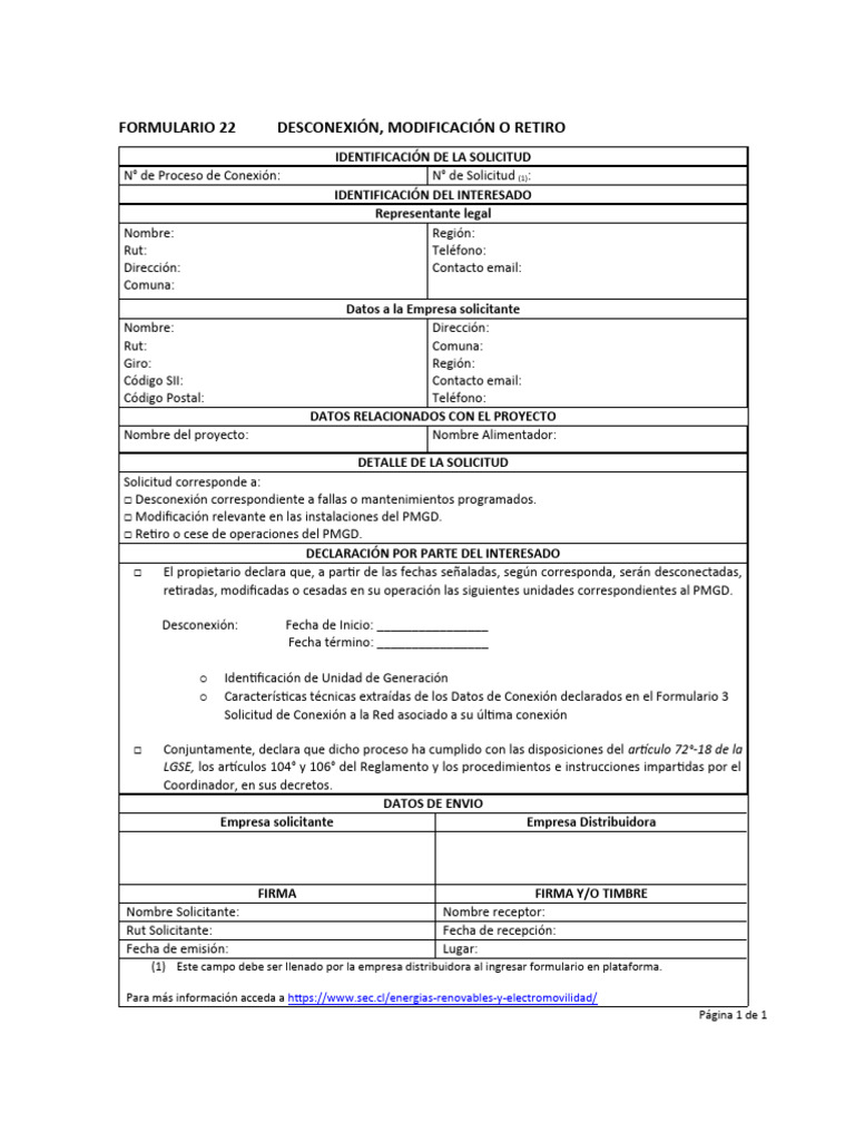 Formulario 22 Desconexion Modificacion y Retiro 3 | PDF | Informática ...
