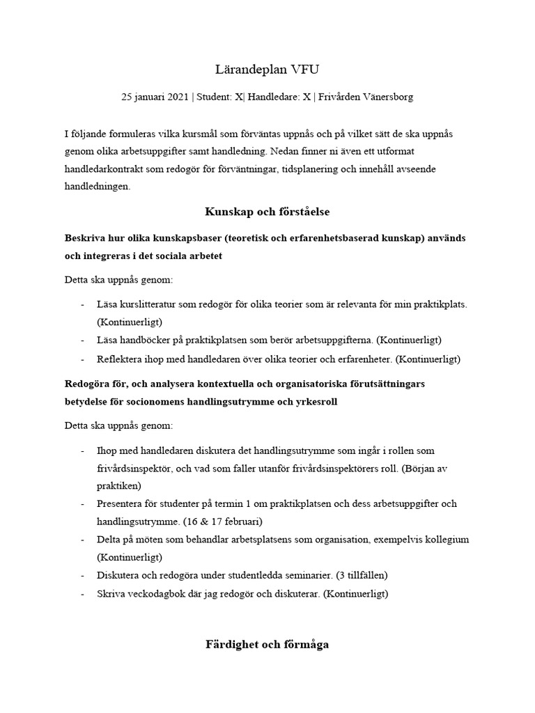 LÄRANDEPLAN StuDoc | PDF