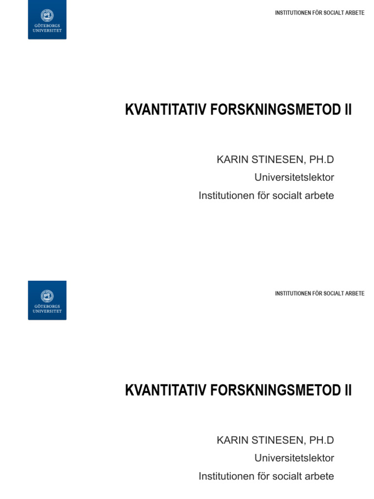 Föreläsning Kvantitativa Metoder II HT2023 | PDF