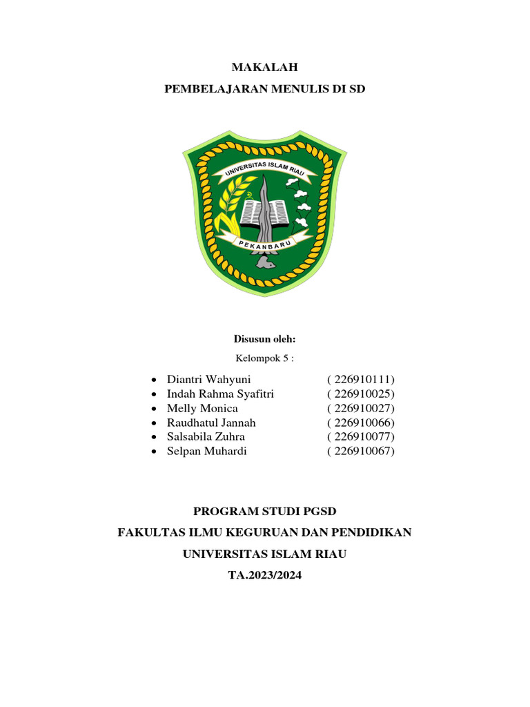 Makalah Pembelajaran Menulis Di SD | PDF