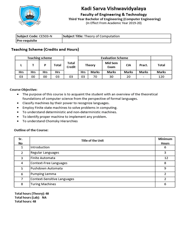 Ce503 N Theory Of Computation Pdf Theory Of Computation Computer 4142
