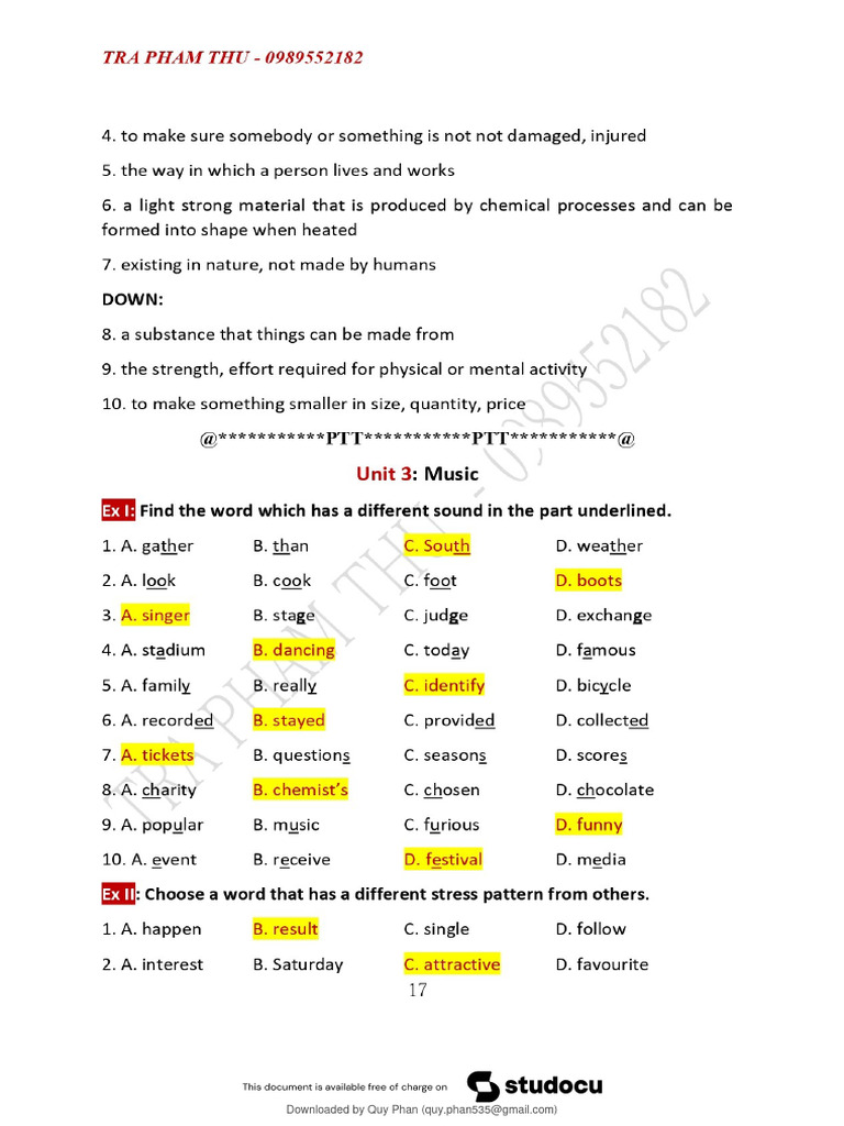 Unit 3-Vocabulary | PDF