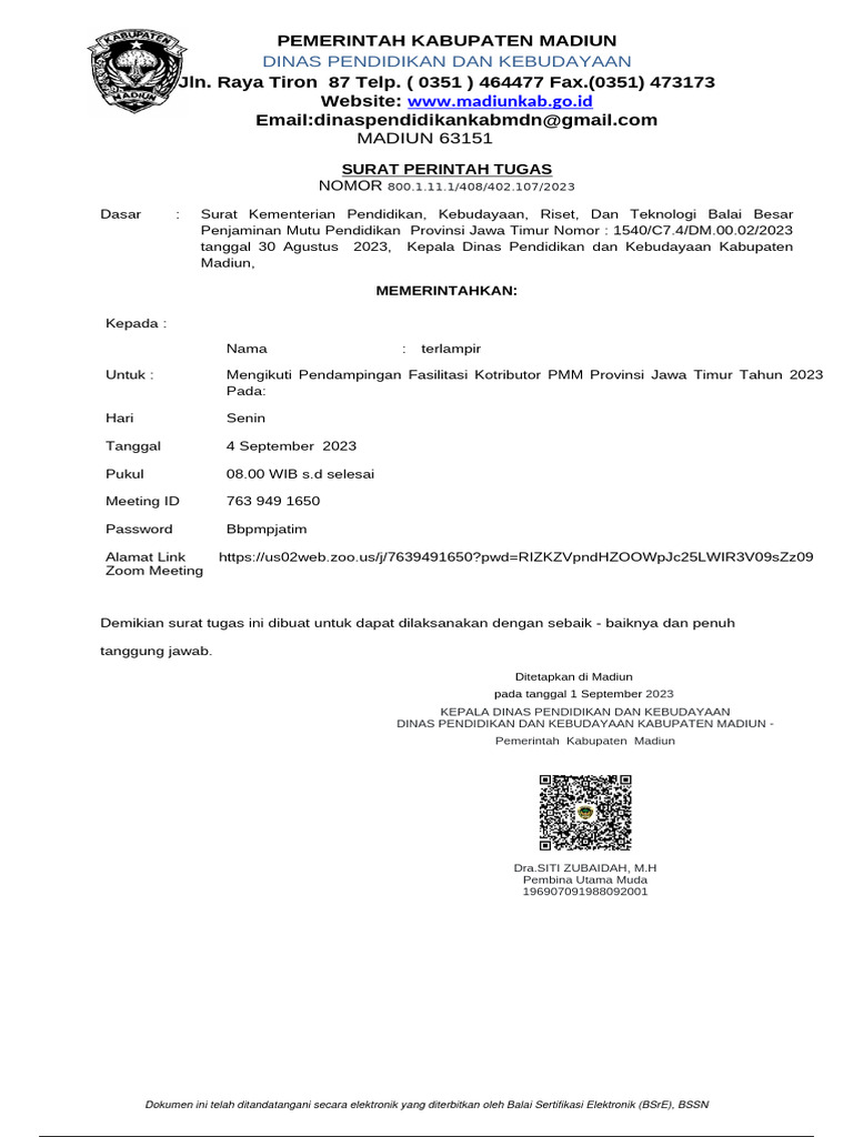 Surat Tugas PMM | PDF