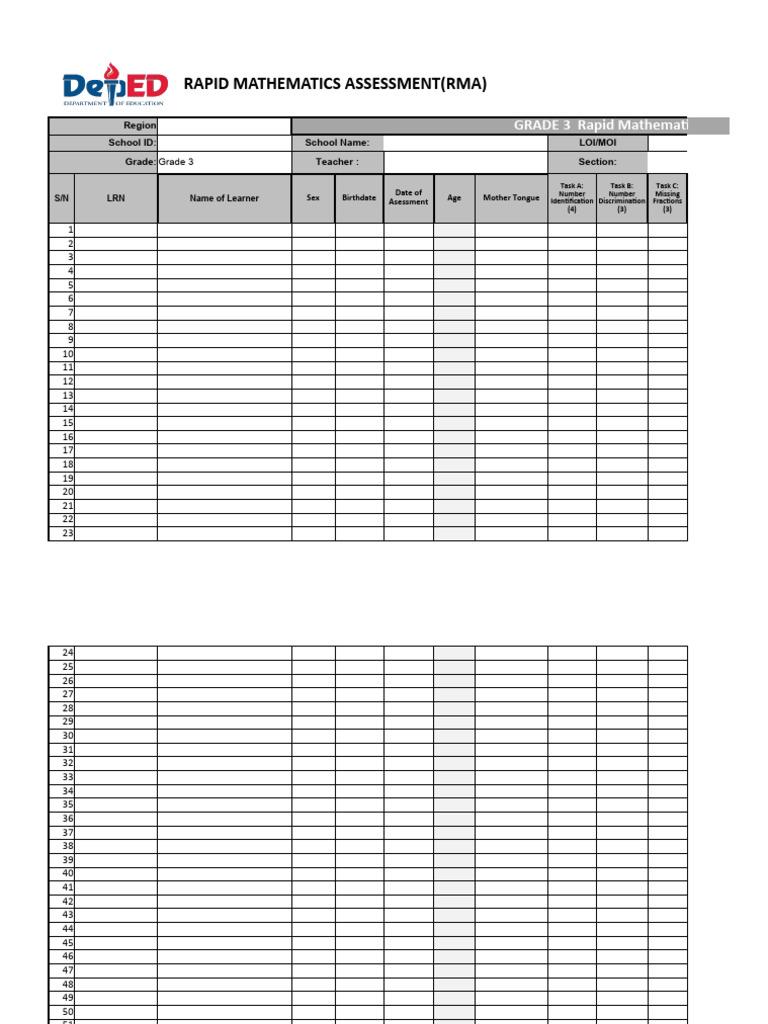 RMA G3Scoresheet v1-1 | PDF | Learning