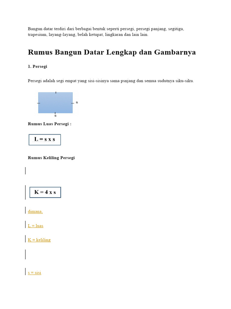 Bangun Datar Terdiri Dari Berbagai Bentuk Seperti Persegi | PDF