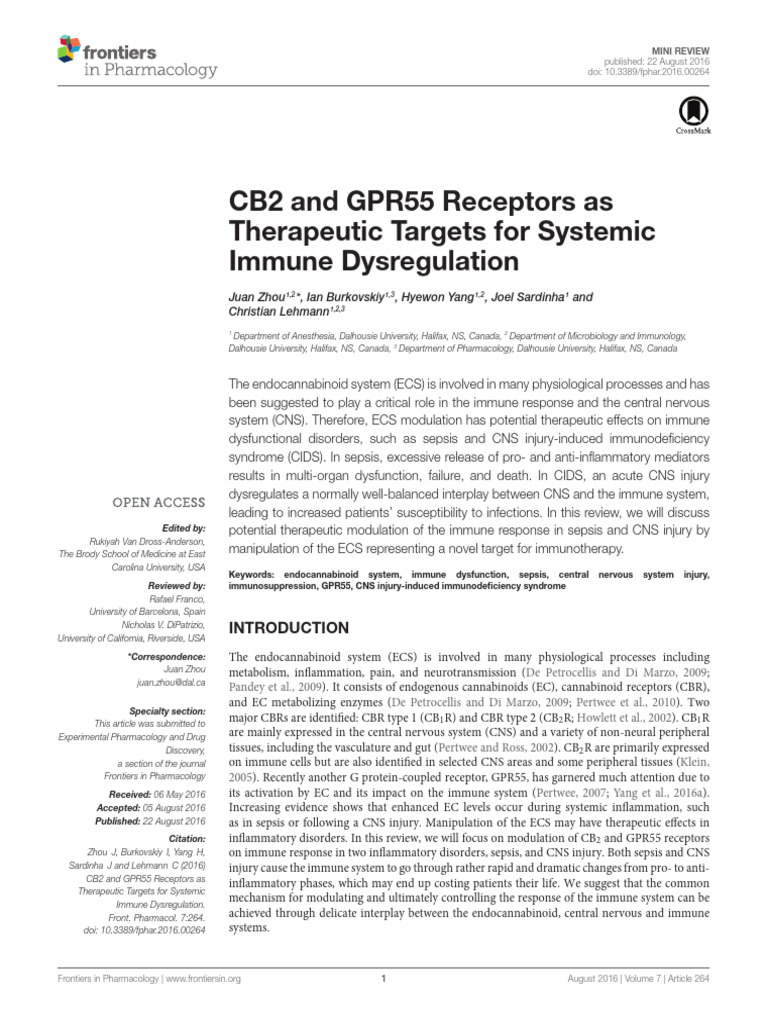 CB2 and GPR55 Receptors as Therapeutic Targets for Systemic Immune ...