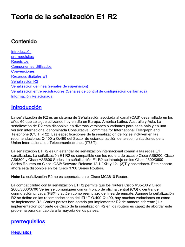Teoría de La Señalización E1 R2 | PDF | Señalización (Telecomunicaciones) | Enrutador (Computación)