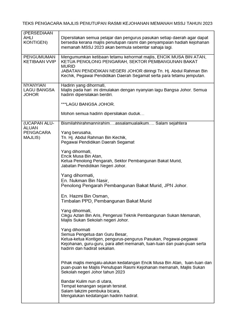 Teks KEJOHANAN MEMANAH MSSJ 2023 | PDF