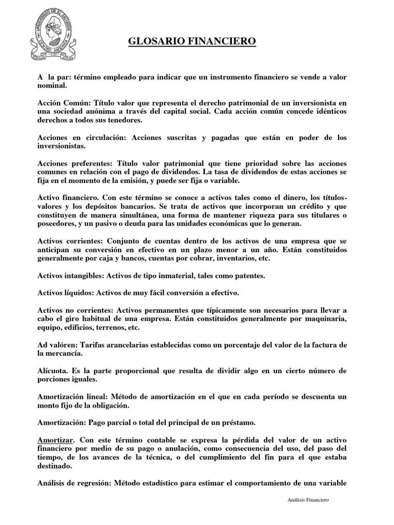 3 - Glosario de Finanzas | PDF | Compartir (Finanzas) | Business