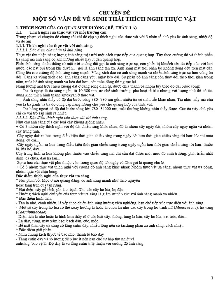 Sinh Thai Thich Nghi TV | PDF