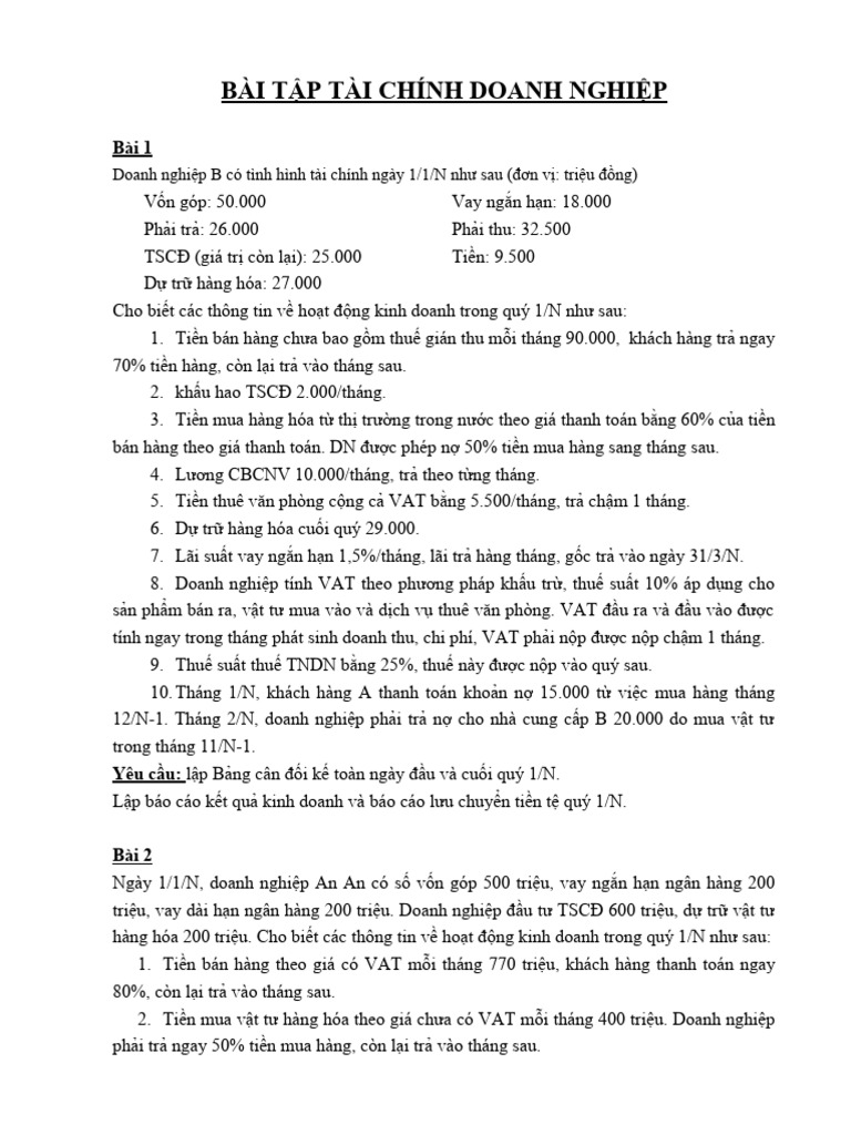 Bai Tap BCTC Ngoai Nganh | PDF