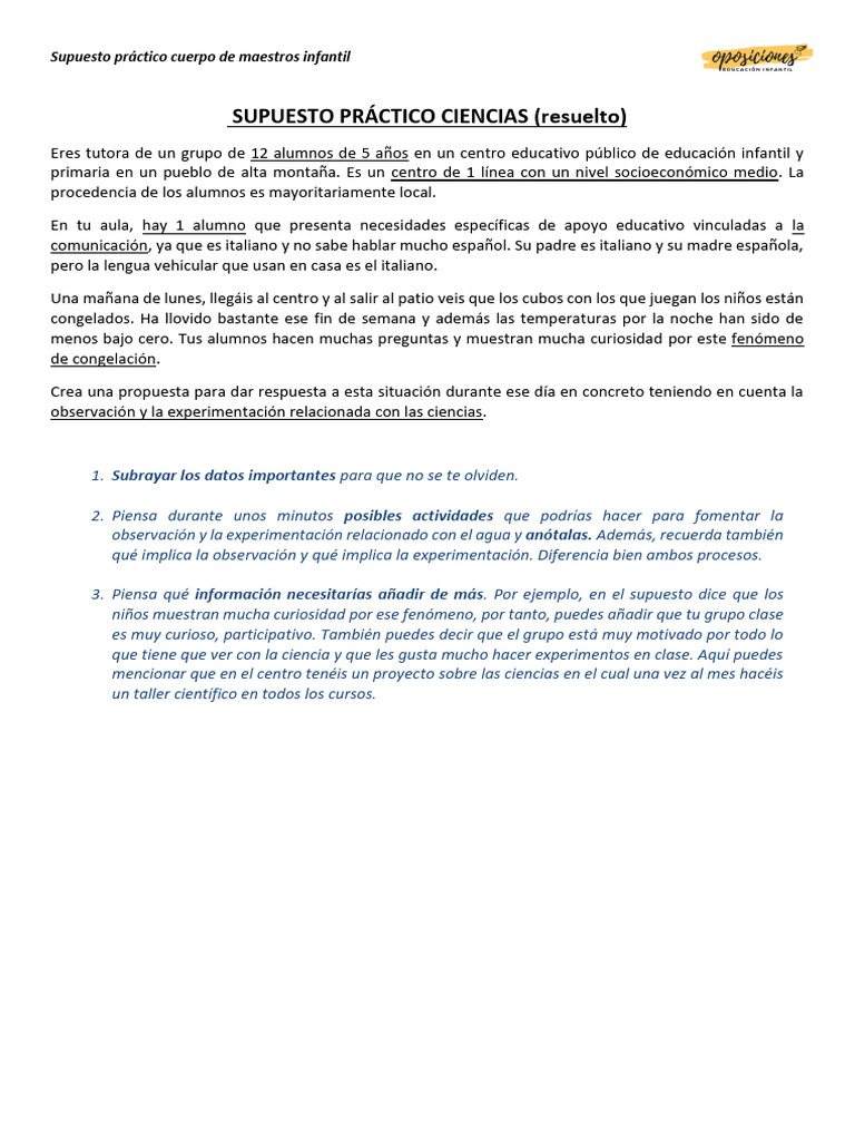 Supuesto Práctico Ciencias | PDF | Evaluación | Aprendizaje