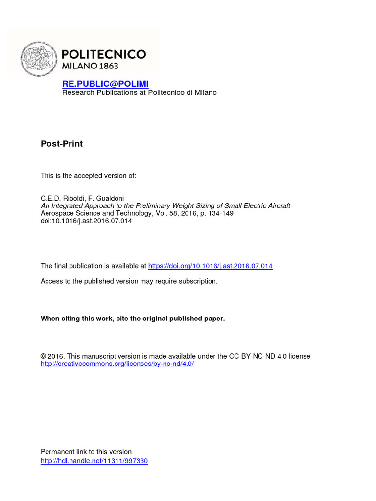 An Integrated Approach To The Preliminary Weight Sizing of Small ...