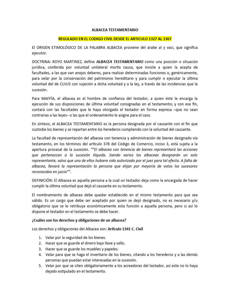 Albacea Testamentario | PDF