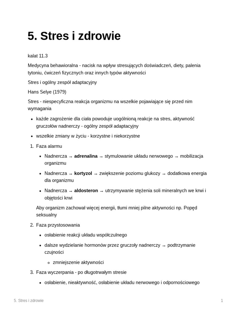 Stres I Zdrowie | PDF