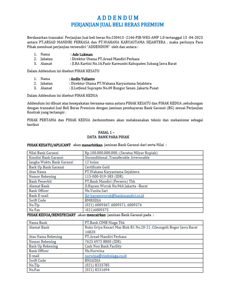 Addendum BG 100 M | PDF