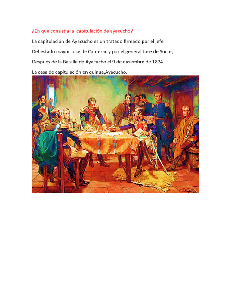 En que consistia la capitulación de ayacucho | PDF