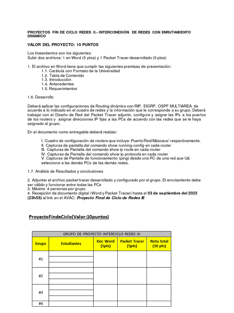Proyectos Redes III - Fin de Ciclo - 2023 | PDF