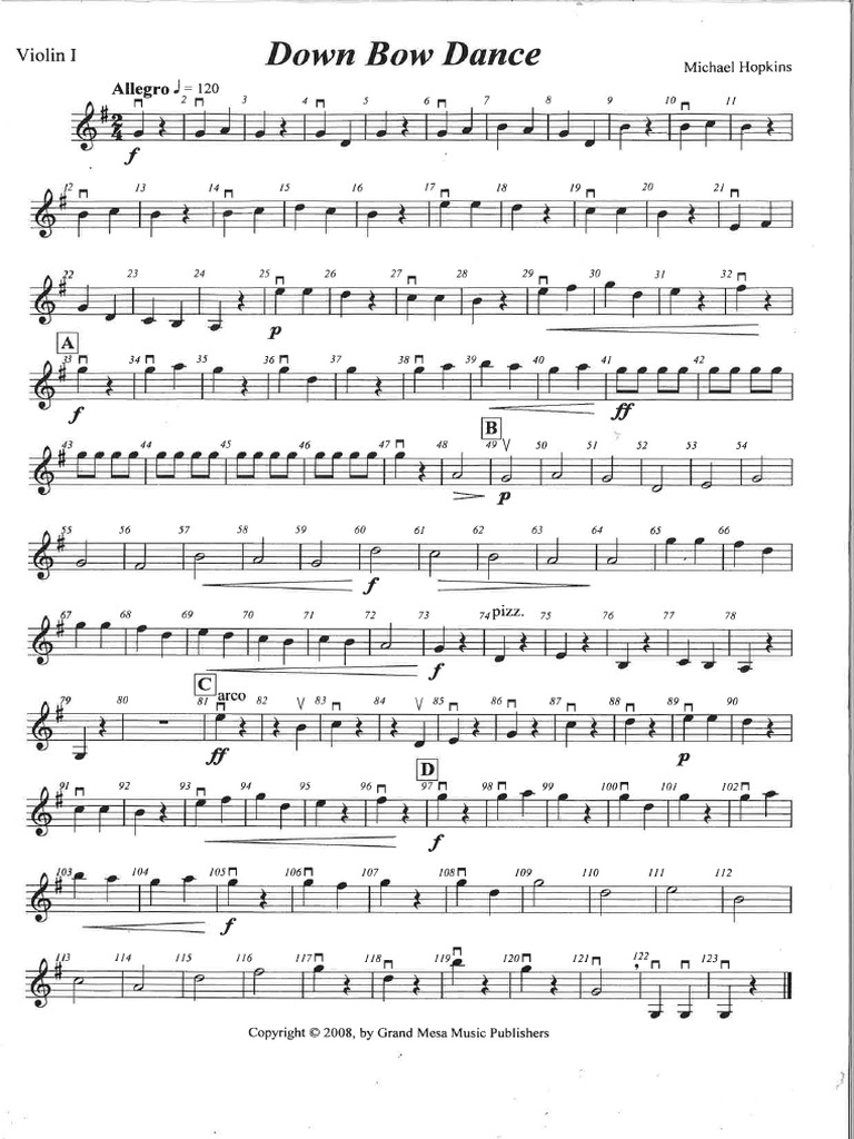 Down Bow Dance Violin 1 | PDF