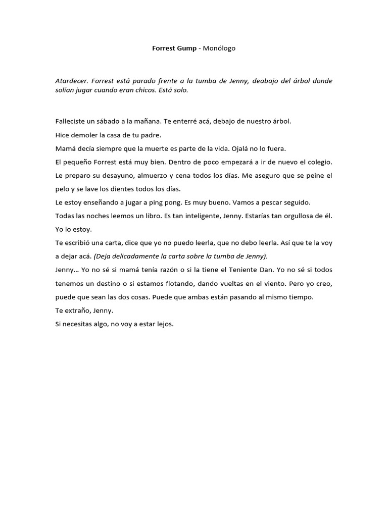 Forrest Gump - Monólogo | PDF