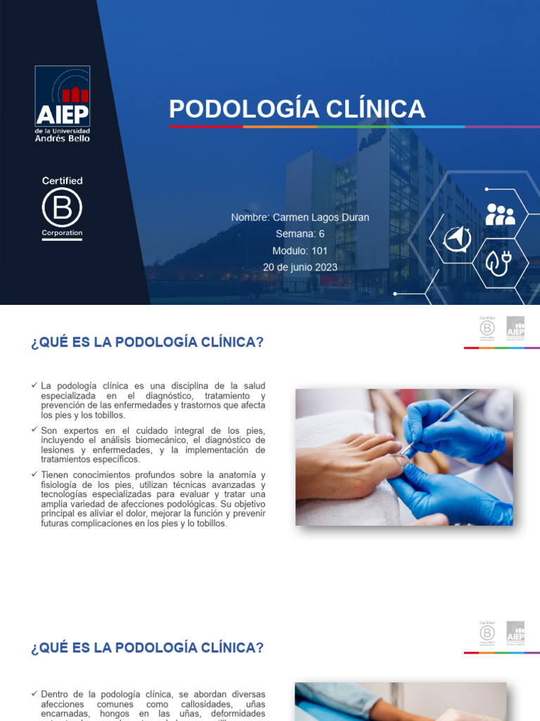 Presentacion Podologia Clinica | PDF | Clavo (anatomía) | Medicina CLINICA