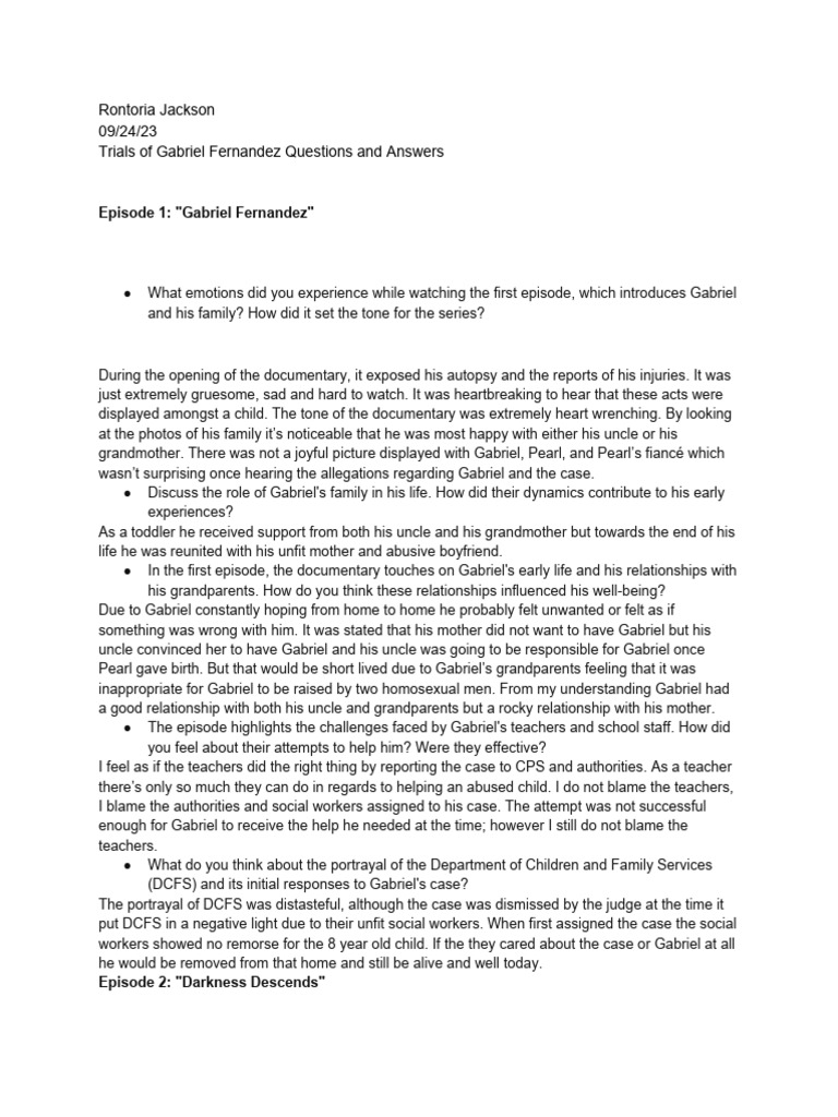 Trials of Gabriel Fernandez Q&A | PDF | Child Protective Services