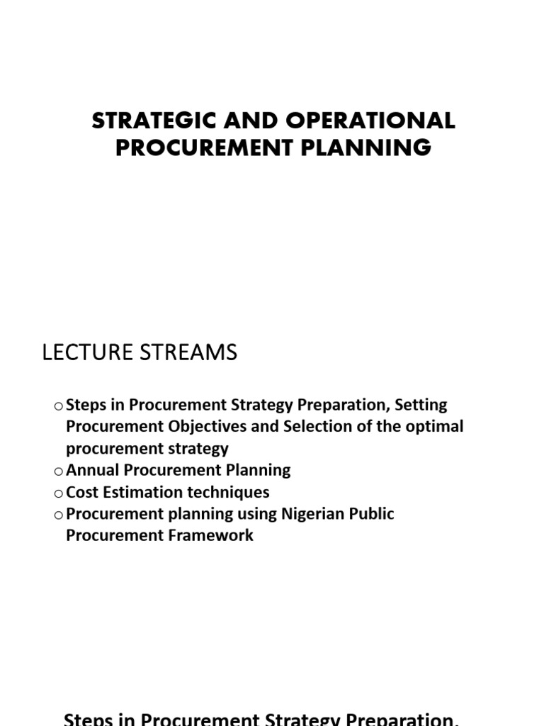 Session 4- Strategic Operational Procurement Planning | PDF ...