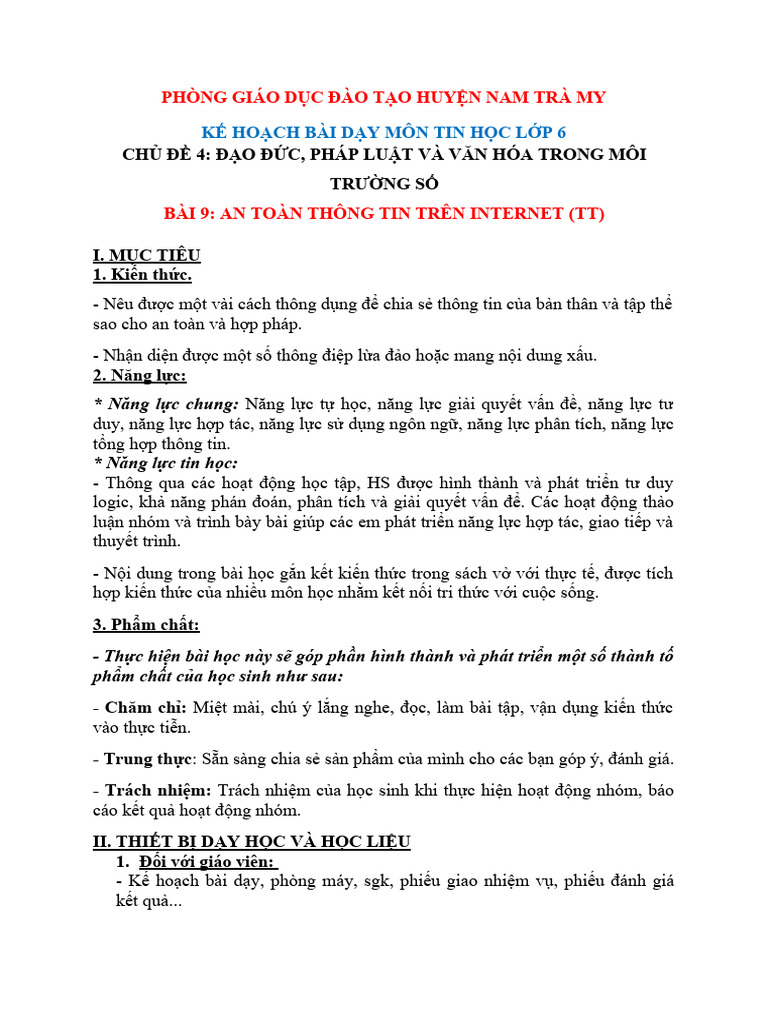 Bài 9 An Toàn Thông Tin Trên Internet. | PDF