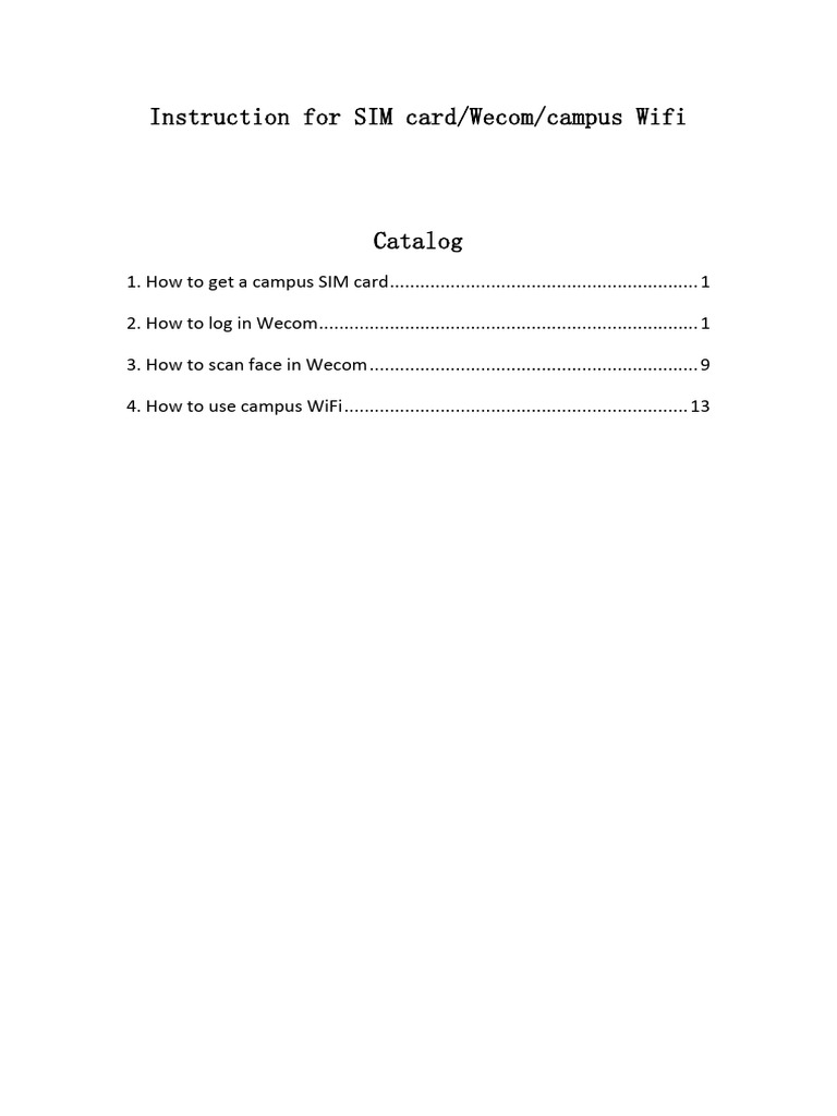 Instruction For SIM Card Wecom Campus Wifi-1 | PDF