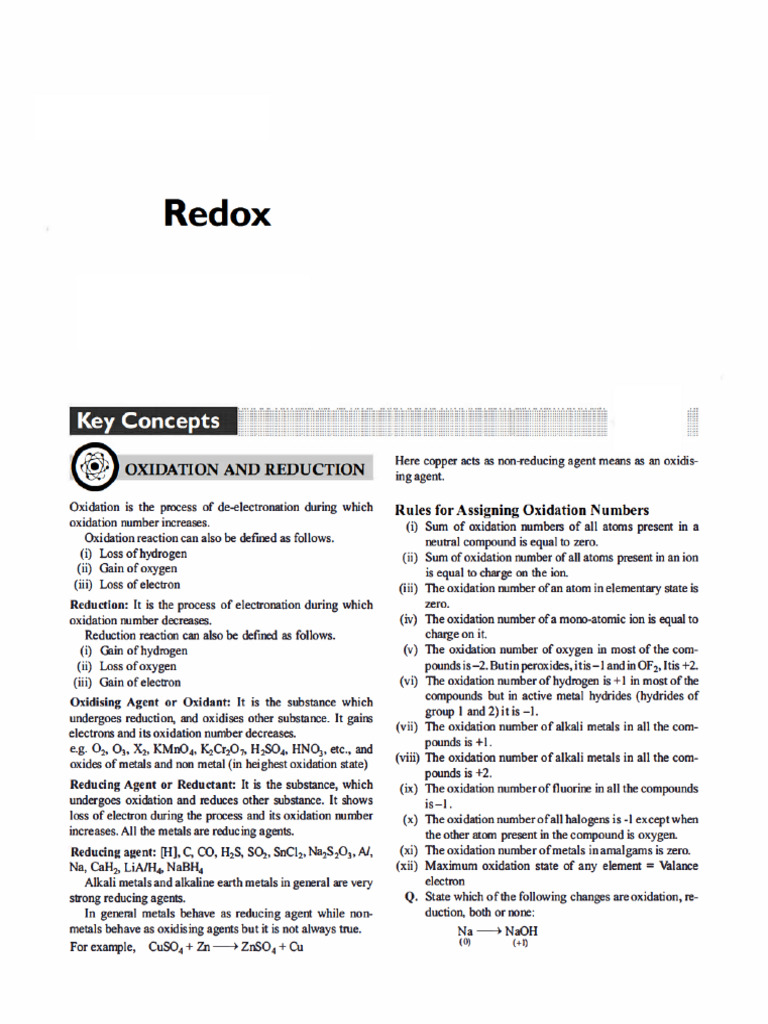 Redox Reactions | PDF | Redox | Chemical Reactions
