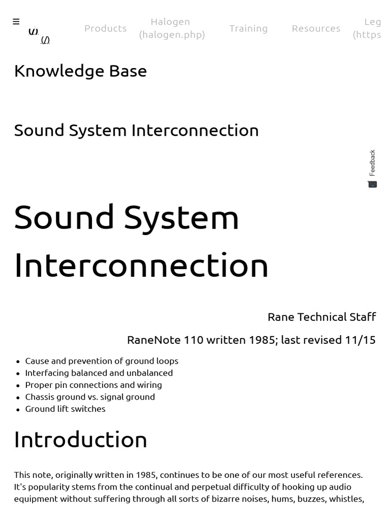 Sound Sytsem - Interconnection | PDF | Electrical Engineering | Electricity