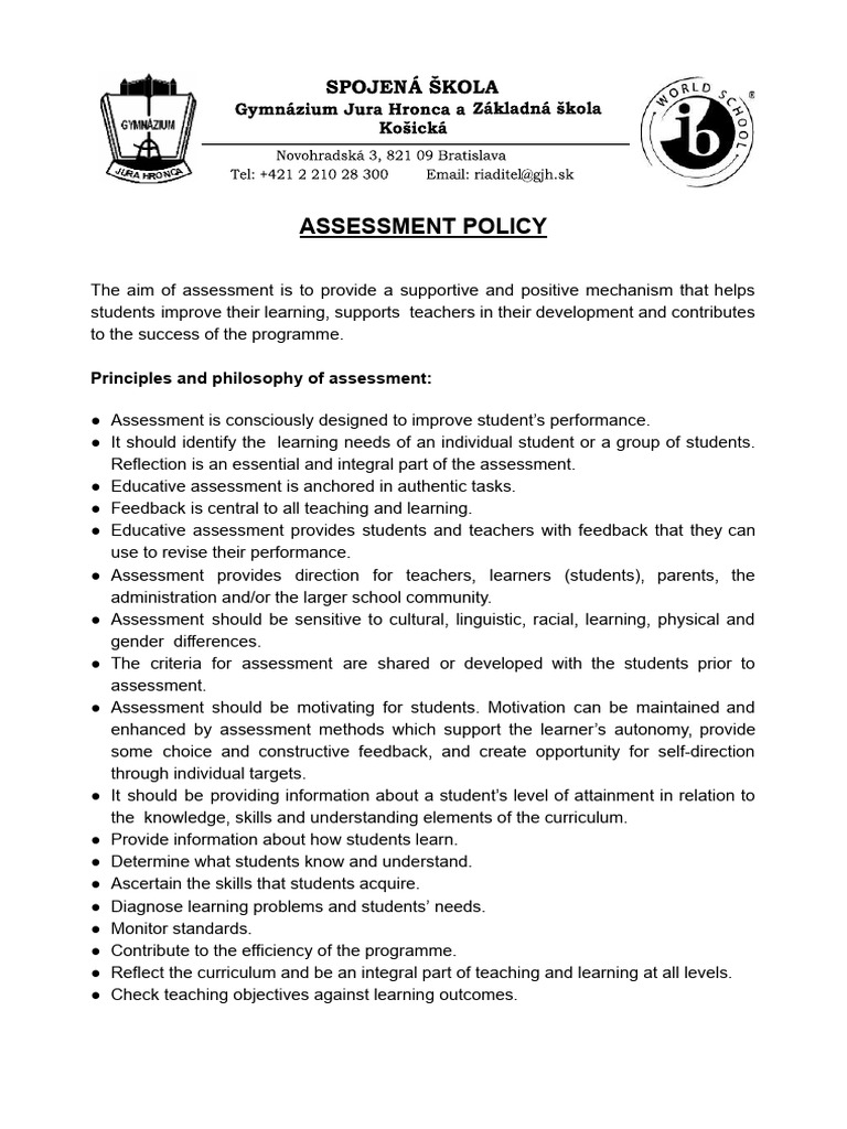 Ib Assessment Policy | PDF | Educational Assessment | Rubric (Academic)