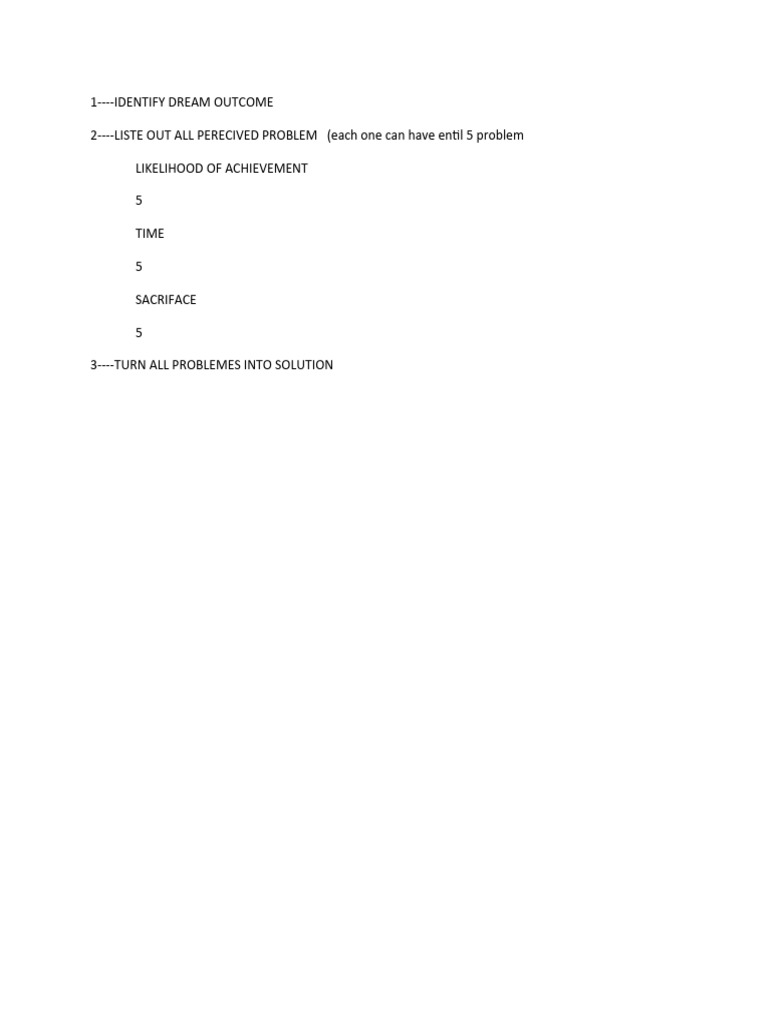 Dream Outcome and Problem Solutions Guide | PDF