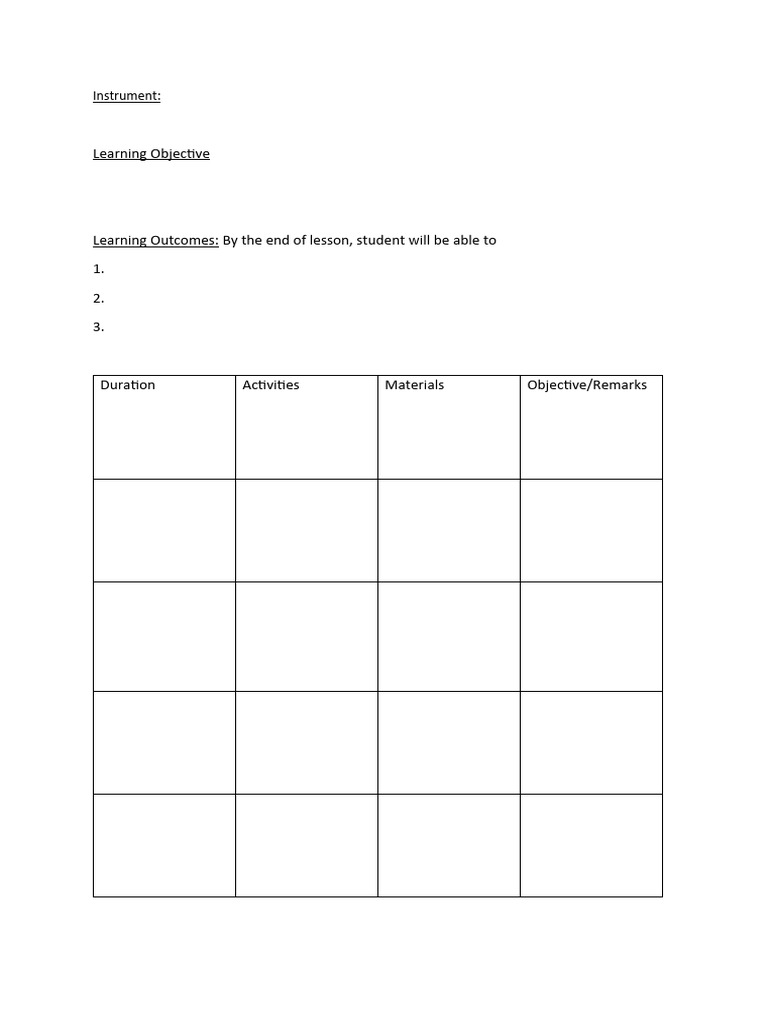 Worksheet For Lesson Planning | PDF