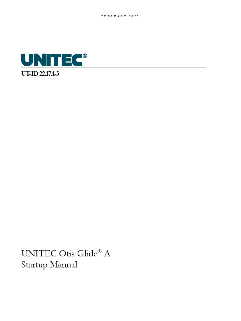 UT ID 22.17.1 3 Otis Glide A Startup Manual | PDF | Elevator | Electrical Connector