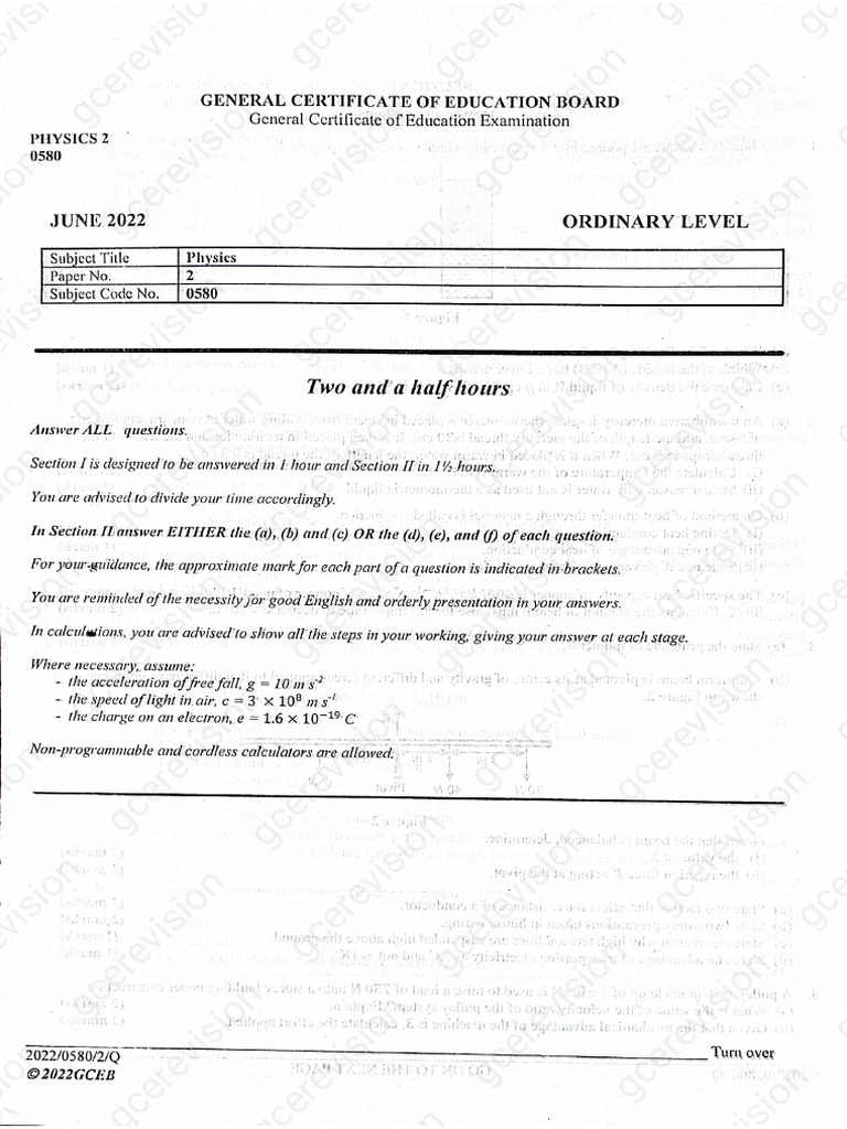 OL Physics Paper2 2022 | PDF