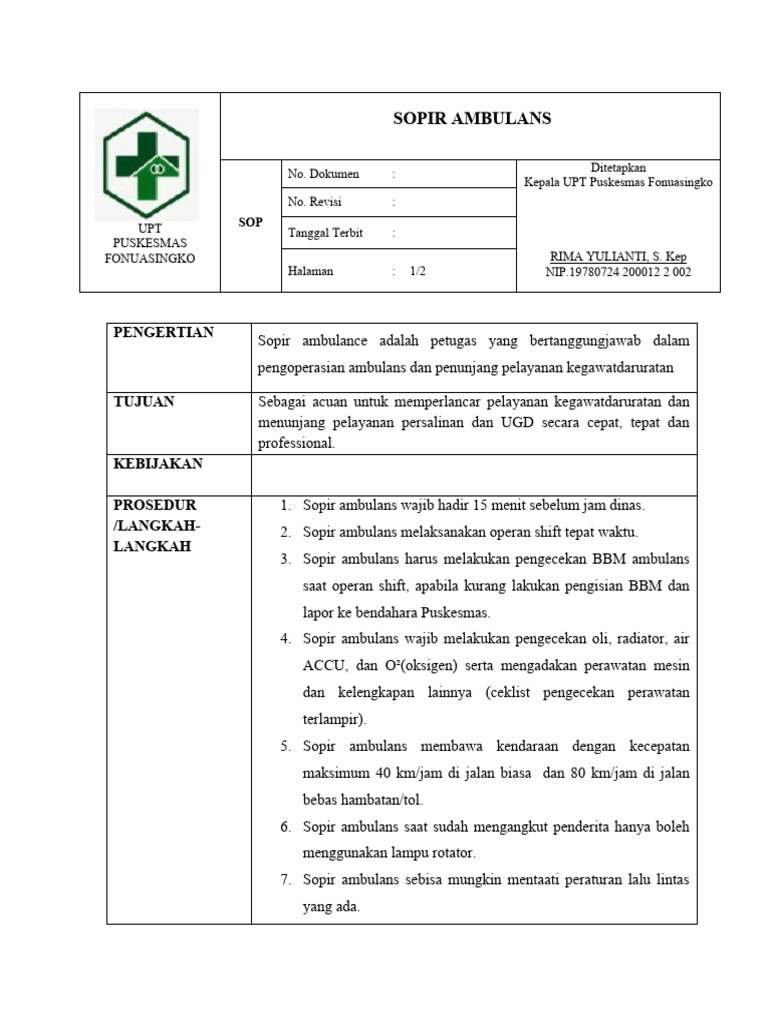 SPO Driver Ambulance | PDF | Sains & Matematika