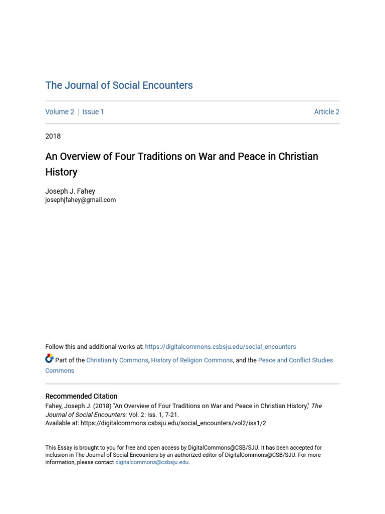 An Overview of Four Traditions On War and Peace in Christian Hist | PDF ...