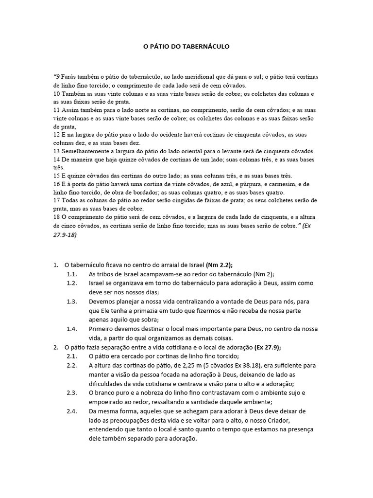 Estudo em 20211102 - O Pátio Do Tabernáculo | PDF | Deus
