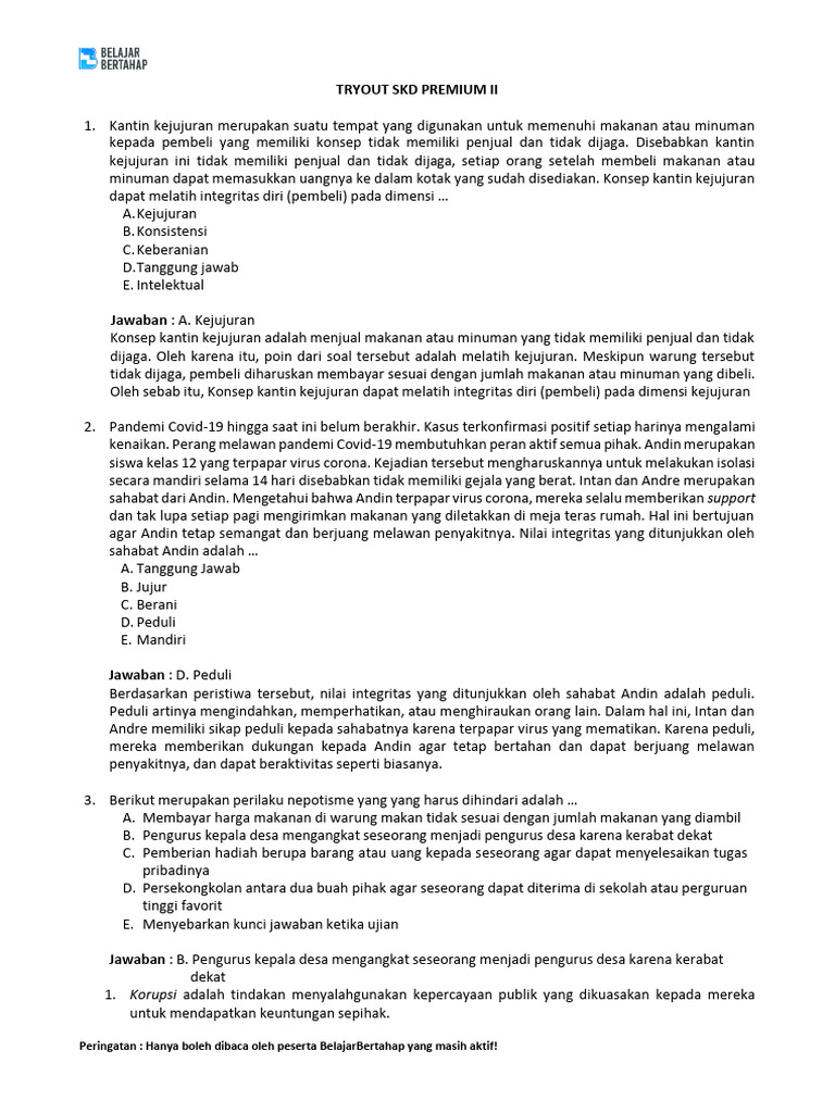 Tryout SKD Premium II | PDF