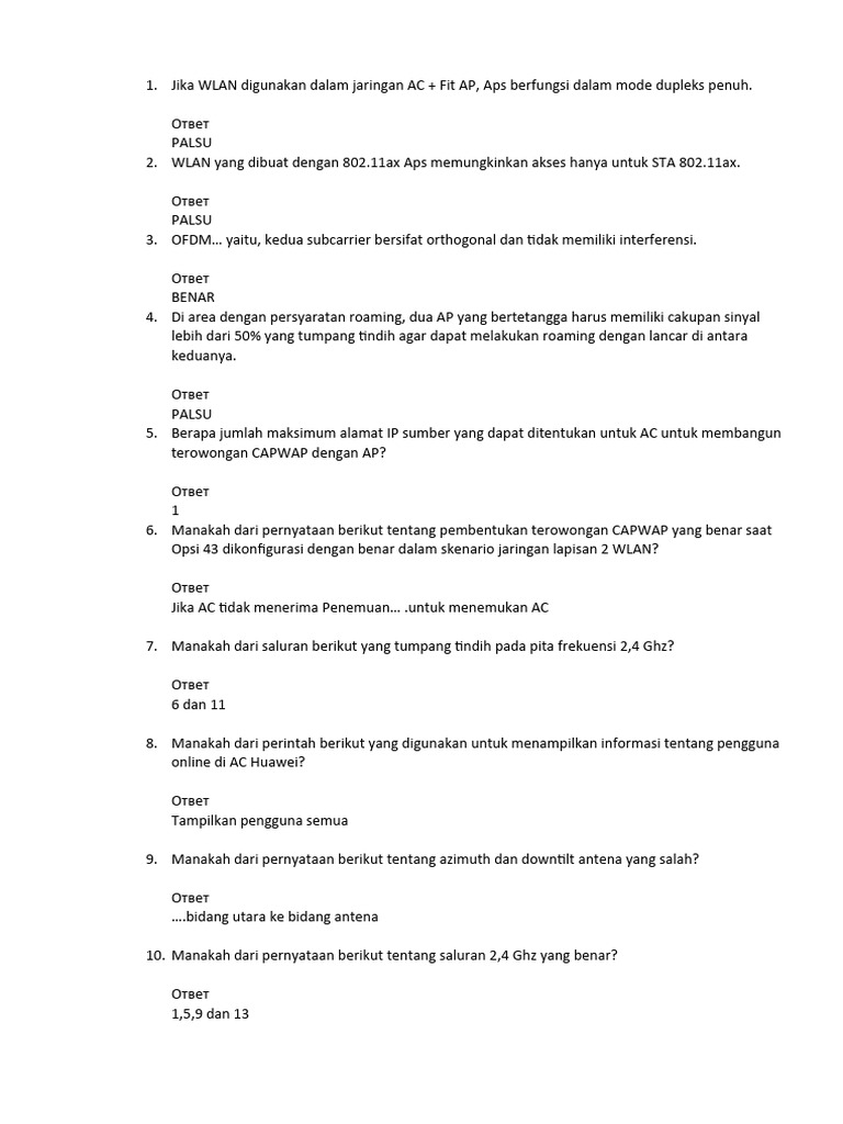 Tanya Jawab Hcia-Wlan v3.0 | PDF