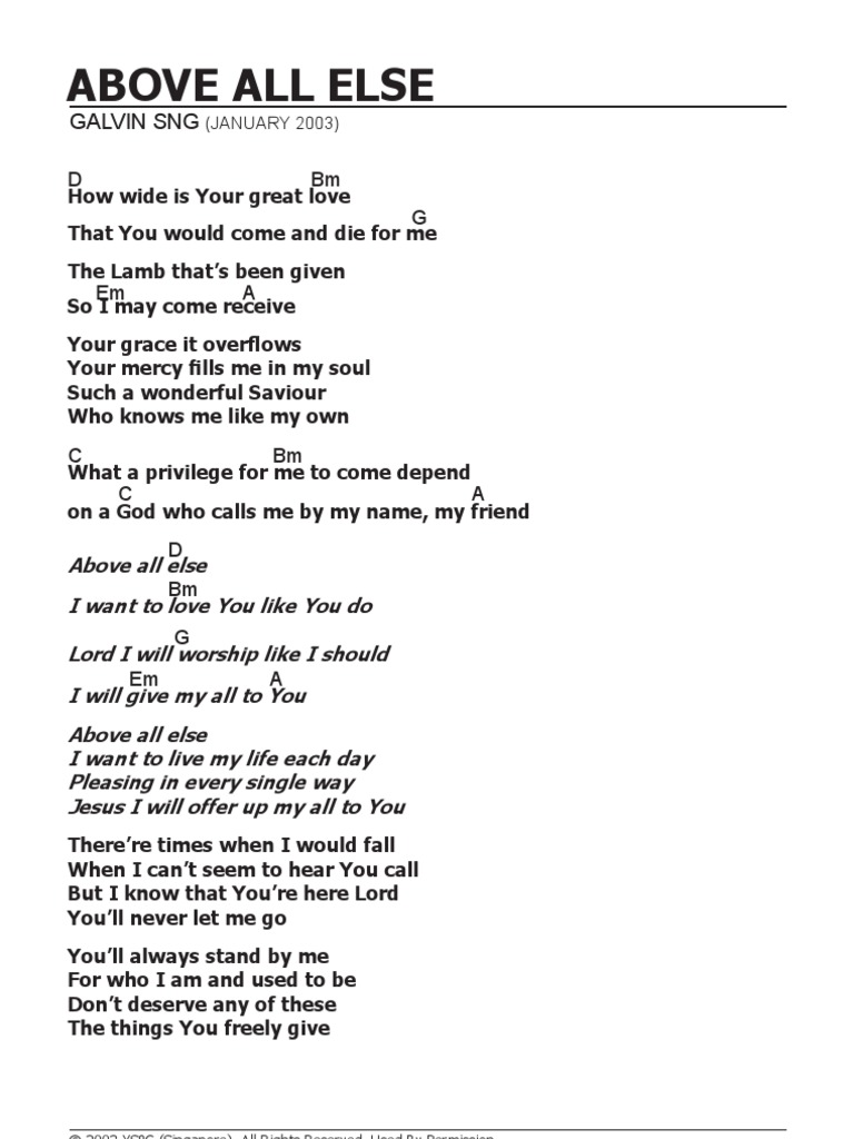 Above All Else: A Worship Song | PDF