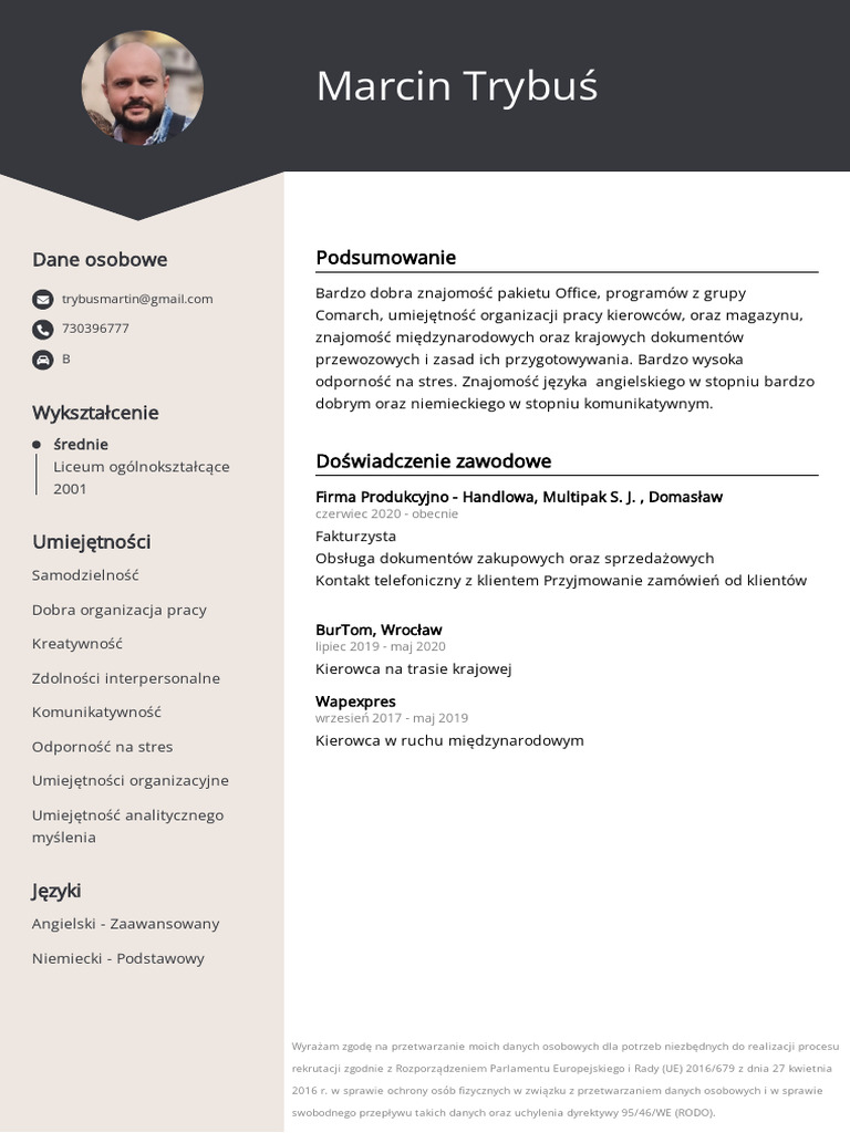 CV - Marcin Trybuś | PDF