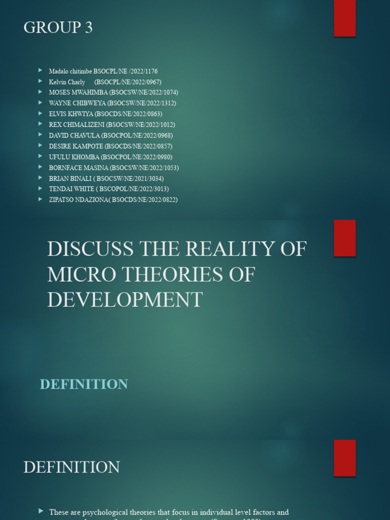 Micro Theories of Development Analysis | PDF