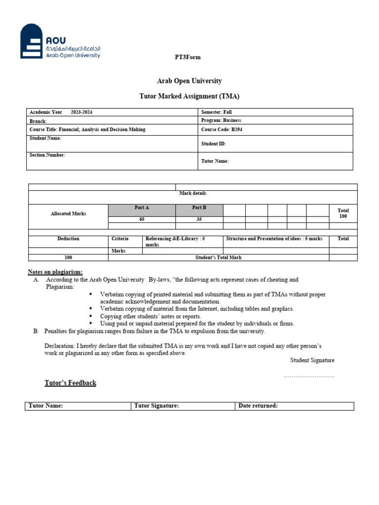 B292-TMA PT3 Form For First 2023-2024-V1 | PDF