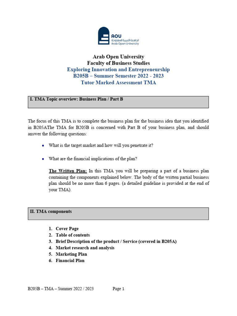 B205B TMA Project Summer 2022 - 2023 | PDF | Business