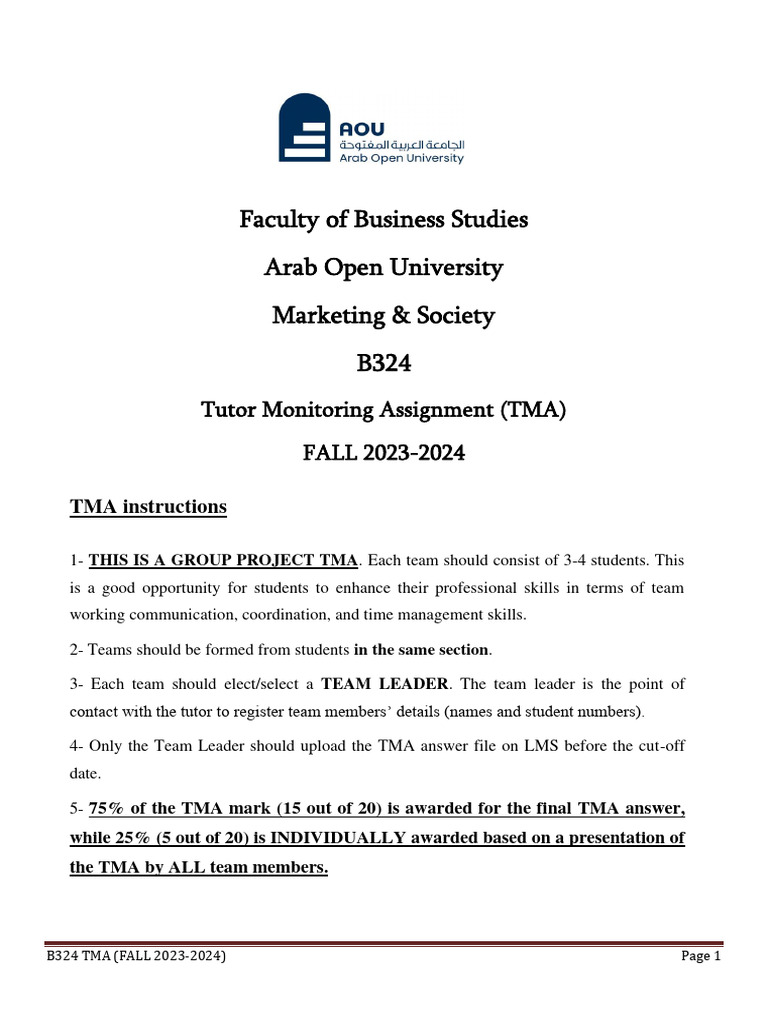 B324 TMA Questions - FALL 2023-24 | PDF