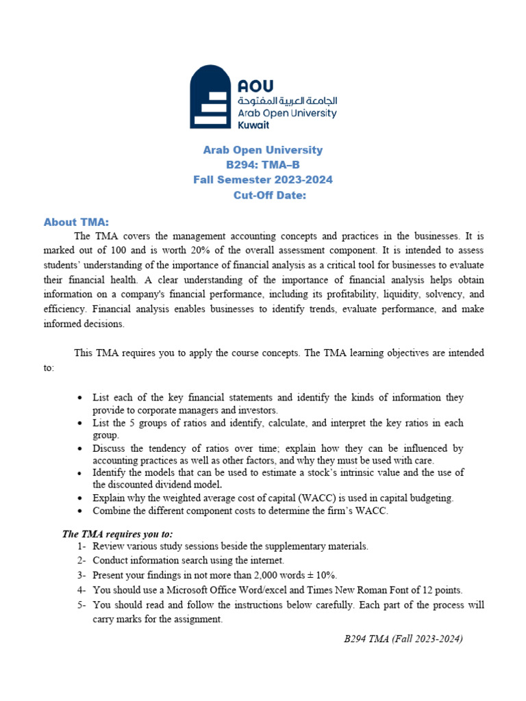 Management Accounting TMA Guidelines 2023 | PDF | Cost Of Capital | Financial Services